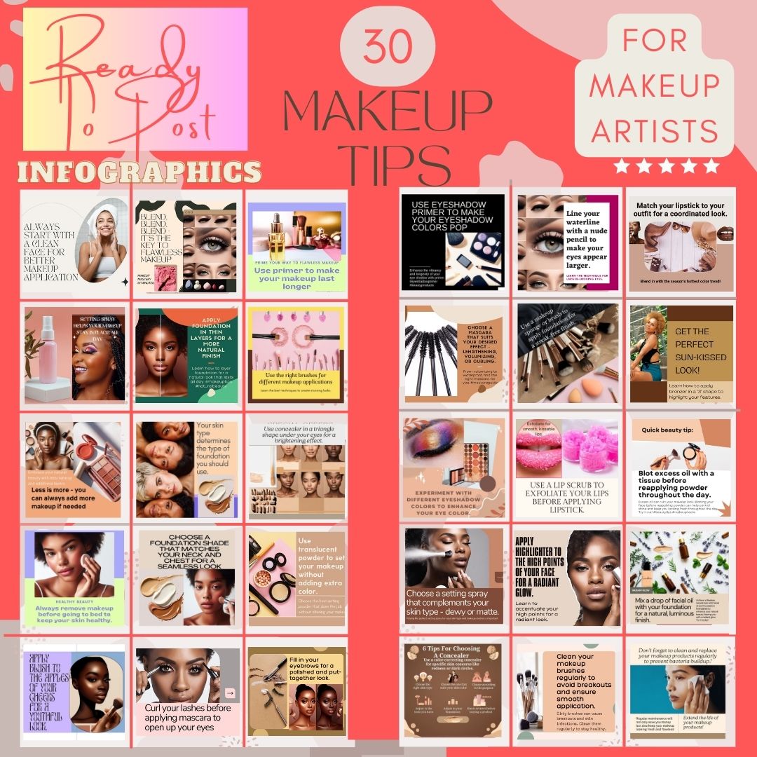 Ready to Post Makeup Tips Social Media Management Infographics For ...