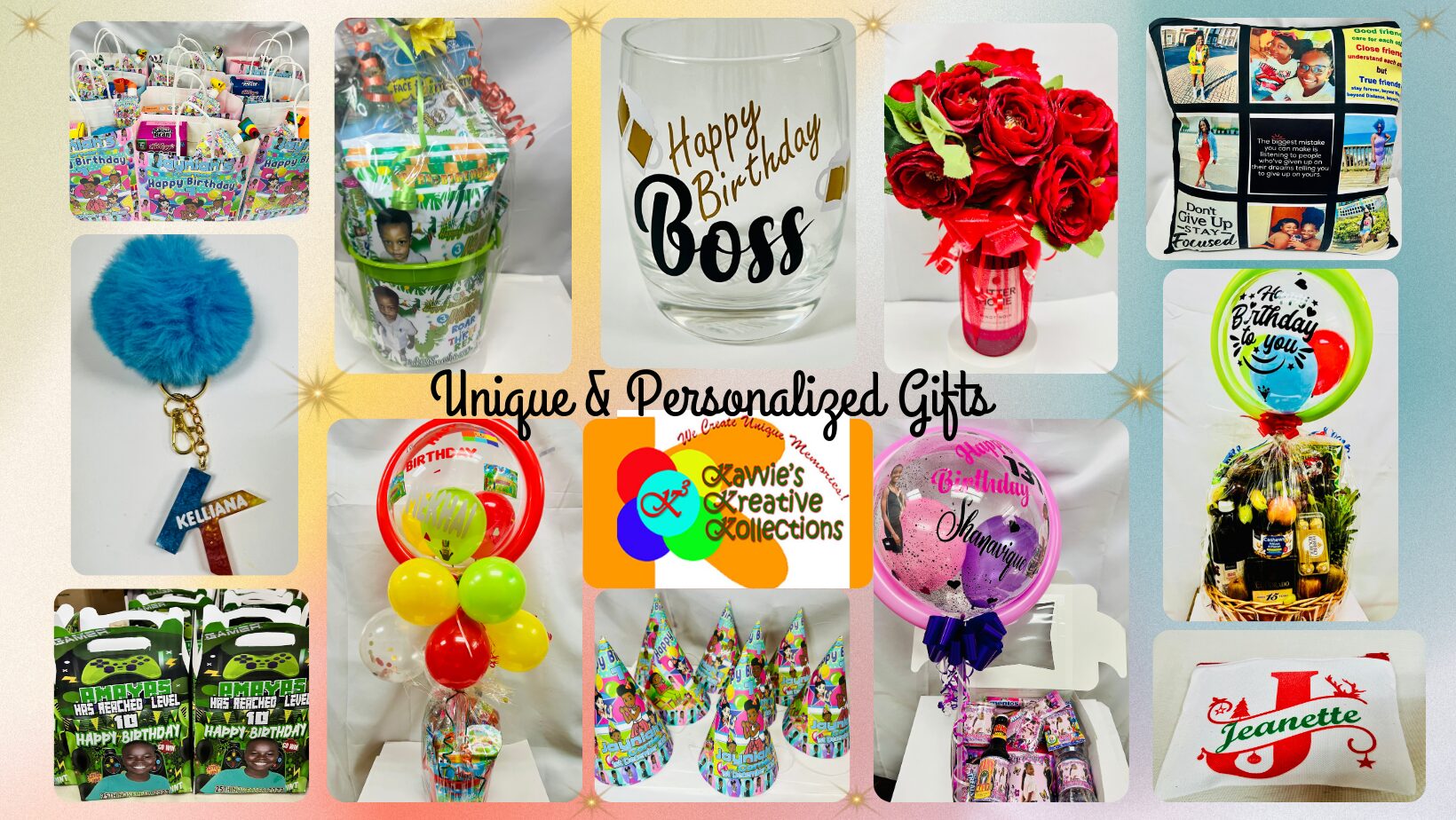 Personalized Bucket/Gift Box/Gift Basket – filled (with confetti balloon)
