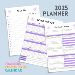 2025 Printable Planner – Daily, Weekly, Monthly Goals & Income Tracker