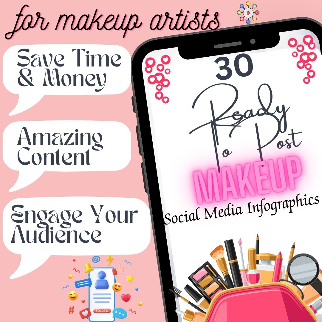 120 Ready-to-Post Makeup Social Media Infographics Bundle for Beauty ...