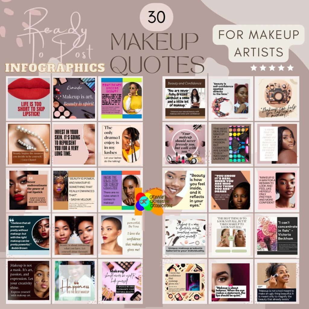 30 Ready to Post Makeup Quotes Infographics for Social Media